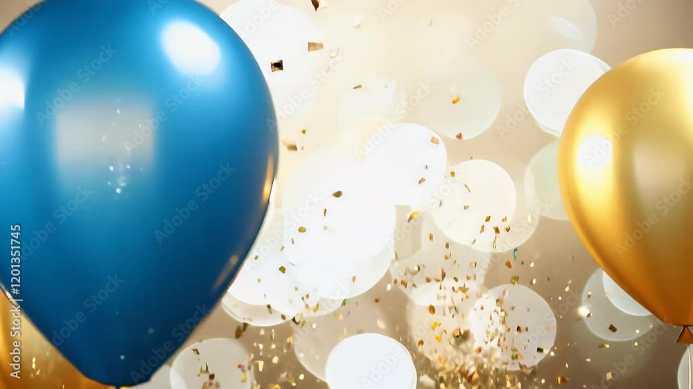 background realistic blurry balloons background falling golden festive ...
