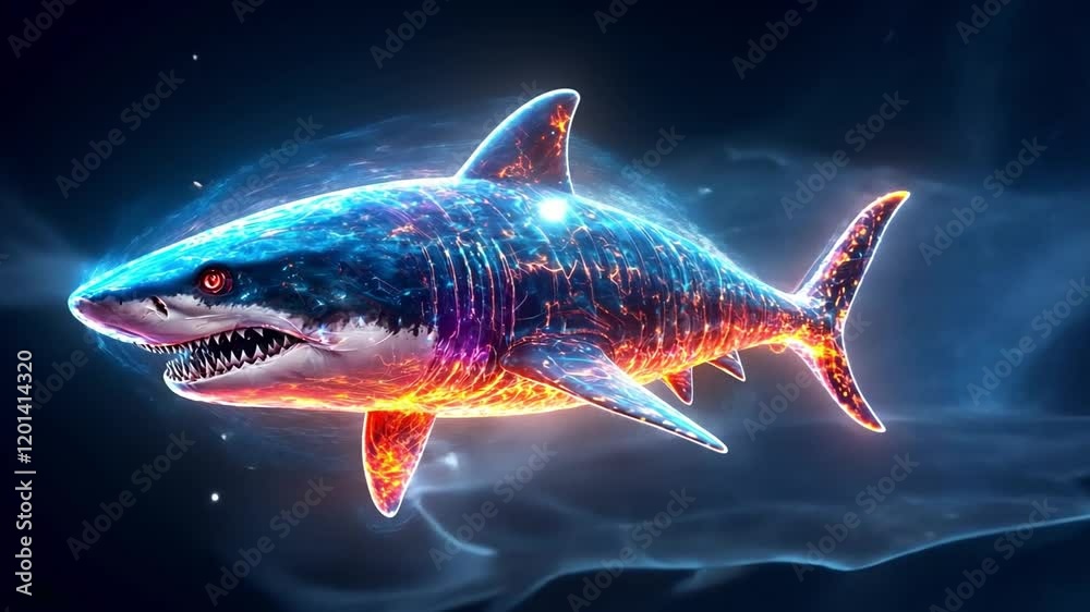 Electric shark swimming through a cosmic ocean in stunning 4K ...