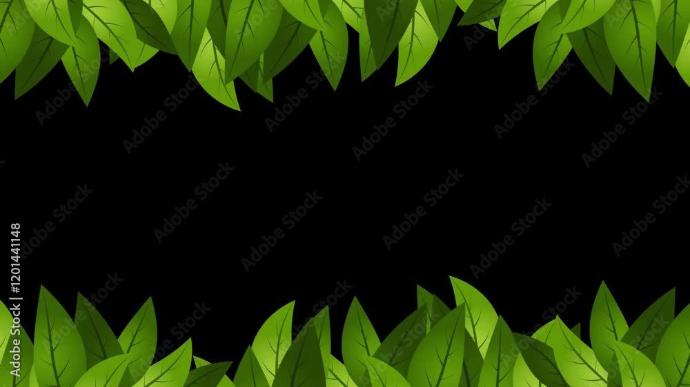 Tropical leaves animation. Frame with green leaves. Green leaves nature ...