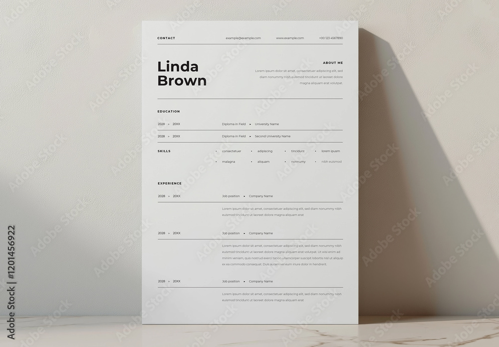 Clean Minimalist Resume Template Stock Template | Adobe Stock