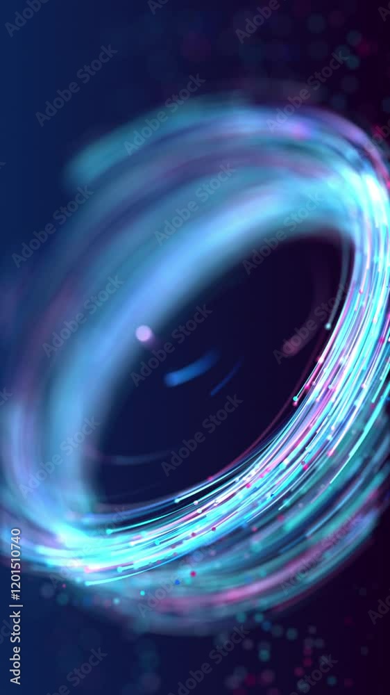 3D Abstract blue and purple particles vortex design. Digital light glow ...