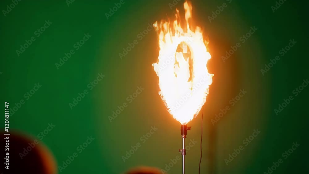 Number zero burning intensely with vibrant flames against chroma key ...