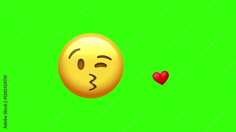 Kissing Emoji Green Screen Chroma Key. Kiss reaction green screen ...