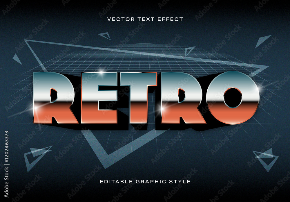 Chrome Retro Text Effect for Bold Typography Designs Stock Template ...