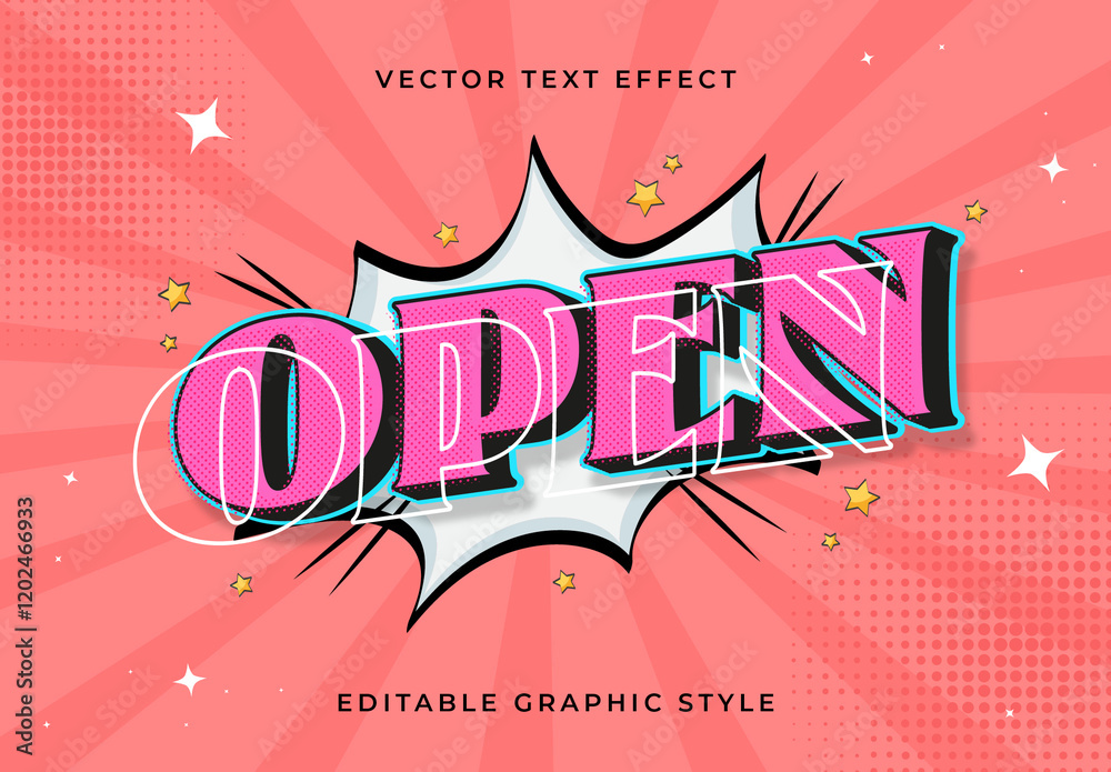 Pink and Blue Comic Text Pop Art Font. Halftone Bold Text Effect Stock ...