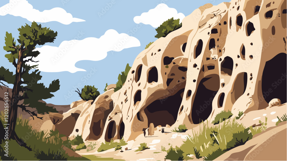 Poster Exploring the Cliff Dwellings of Bandelier – Wall Art | UkPosters