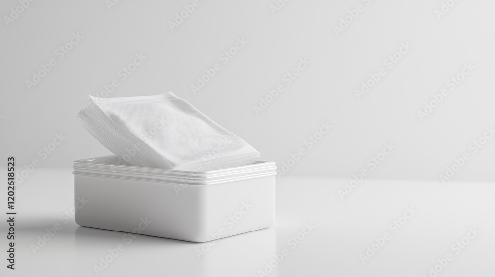 Poster Open white cream cheese container, studio, blank background ...