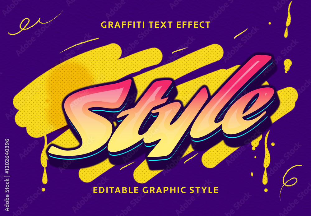 Blue and Yellow Gradient Graffiti Style Editable Text Effect Stock Template | Adobe Stock