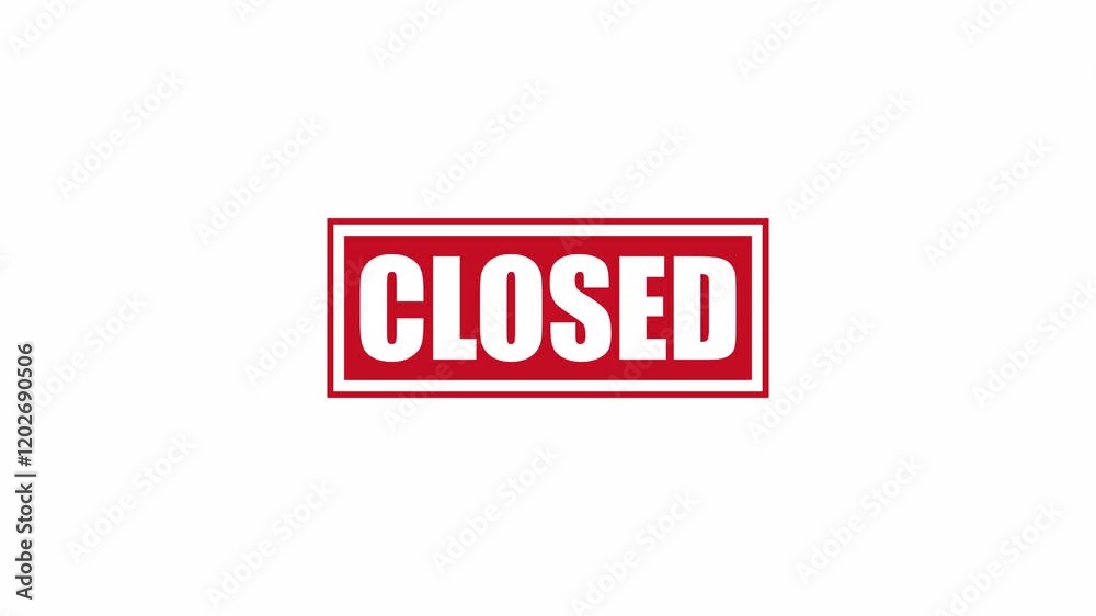 Animated red closed stamp animation on transparent background with ...