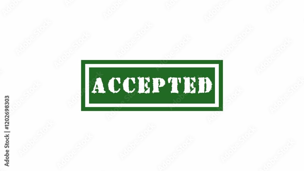 Animated green accepted stamp animation on transparent background with ...