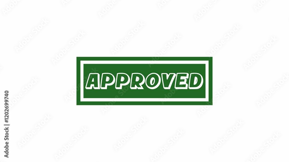 Animated stamp of approval with text "APPROVED" on transparent ...