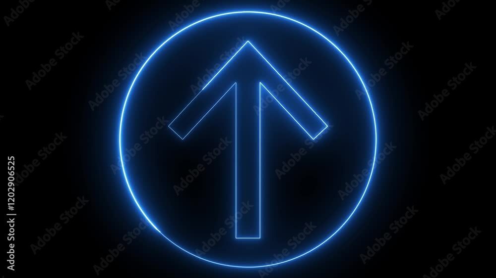 blue color neon direction up arrow icon animation traffic signal road ...