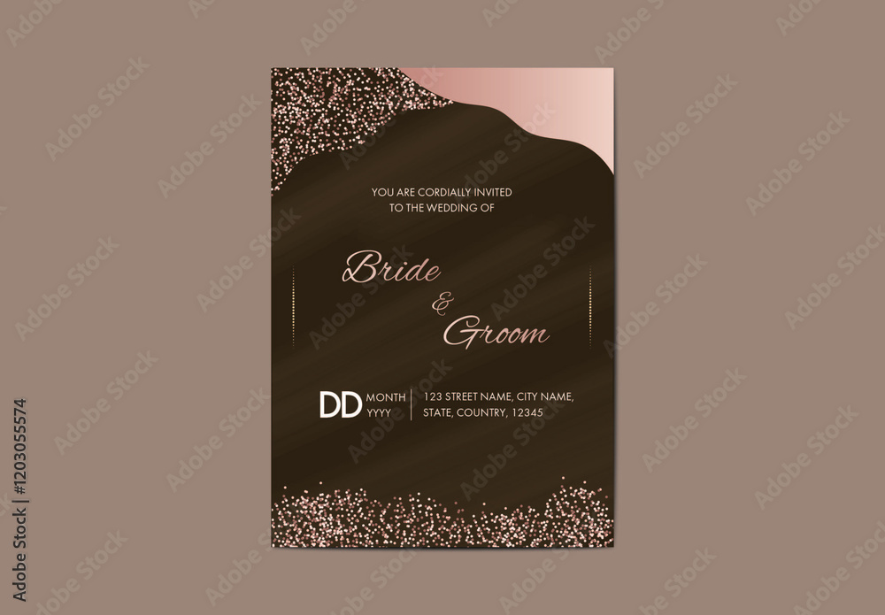 Wedding Invitation Card with Event Details in Brown Color. Stock ...