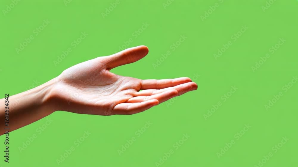 Open Hand Gesture: A close-up shot of an outstretched hand, palm facing ...