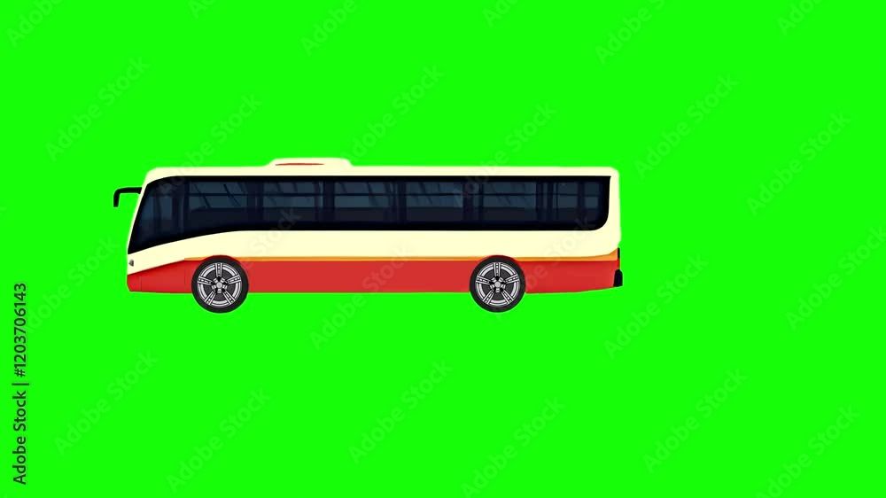 Colorful city bus, animation, green screen,cartoon, footage, mockup ...