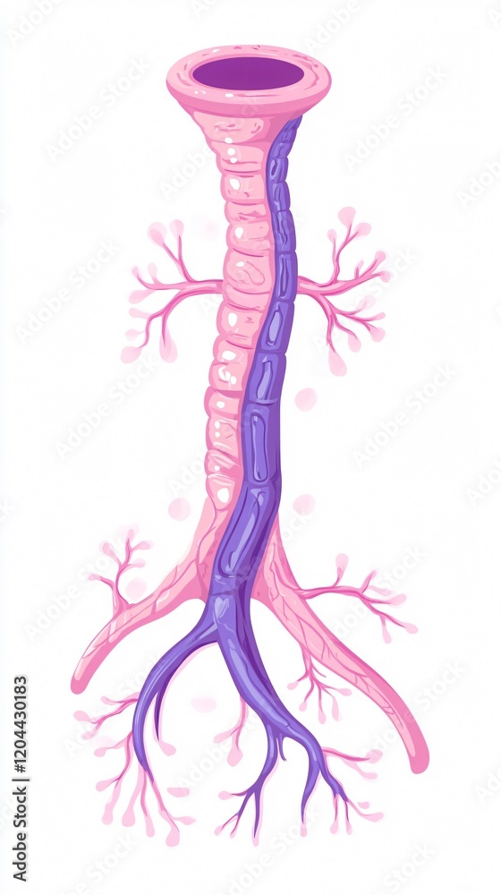 Human Trachea Illustration: Detailed Anatomy of the Windpipe and ...