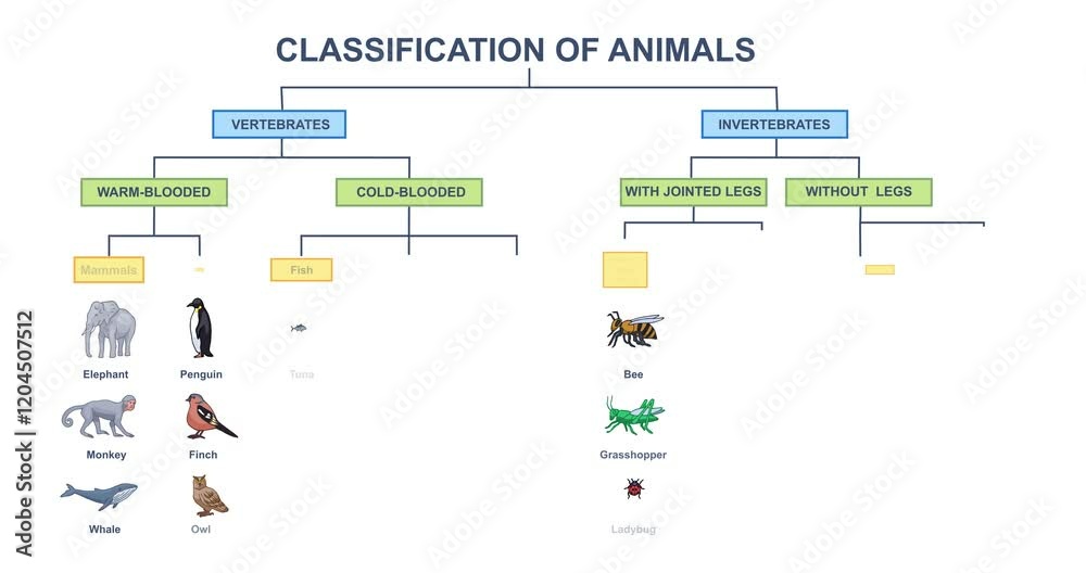 Animal classification diagram. Moving banner or educational infographic ...