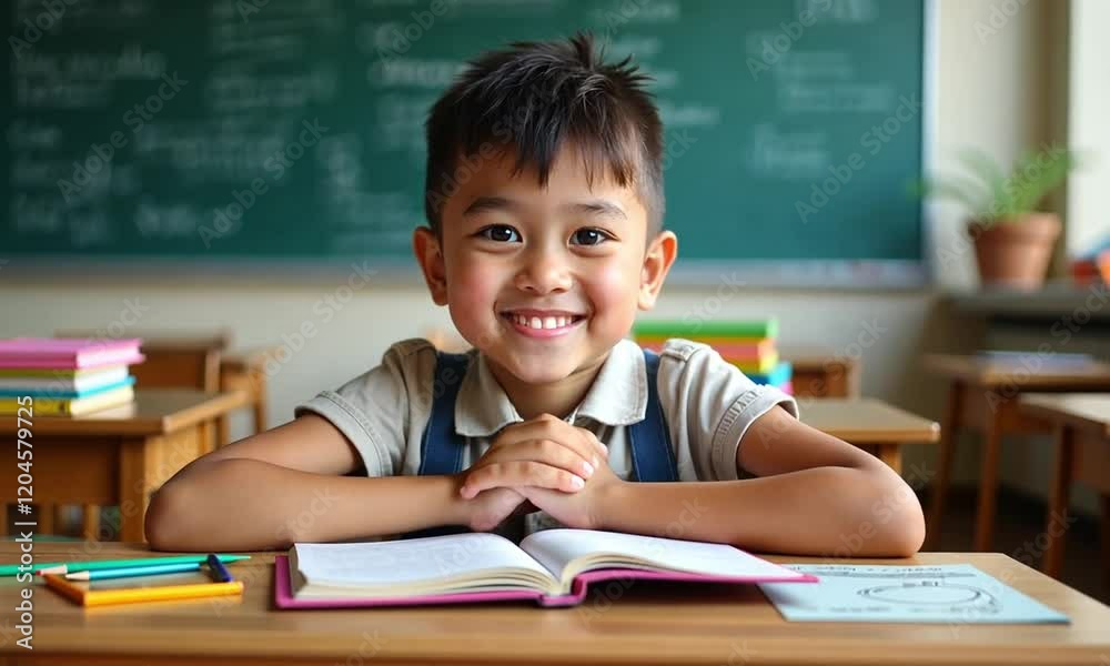 Children studying in a classroom, representing education and teamwork in a learning environment ...