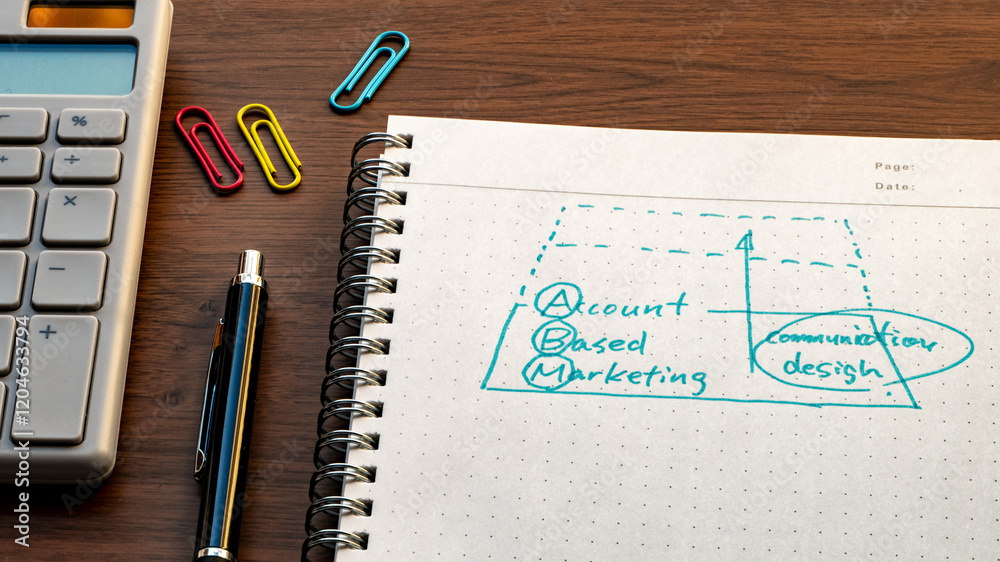 Poster Desk with notebook with schematic diagram of ABM – Wall Art ...