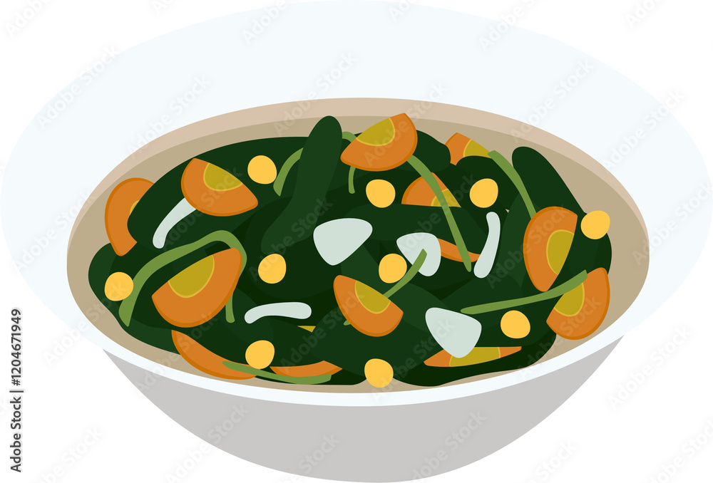 Poster sayur bayam indonesian food cartoon illustration – Wall Art ...
