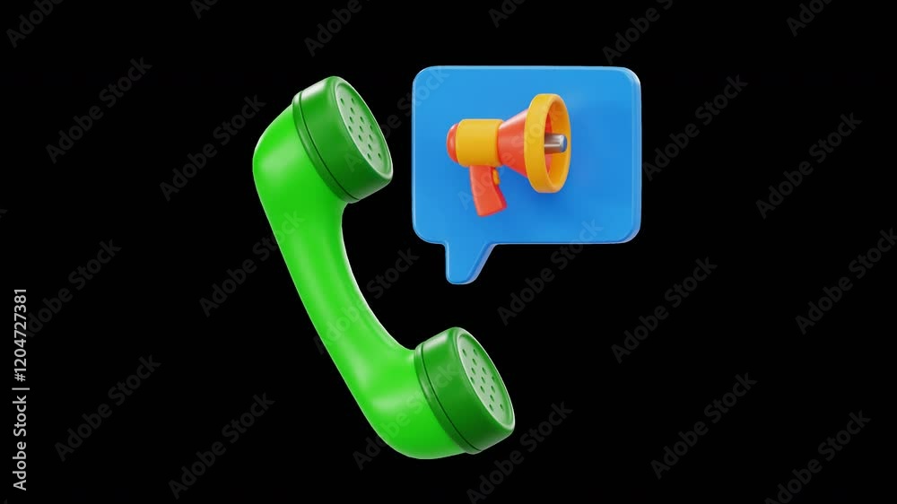 3D Telecommunication Animation - Phone and Megaphone Design - Alpha ...