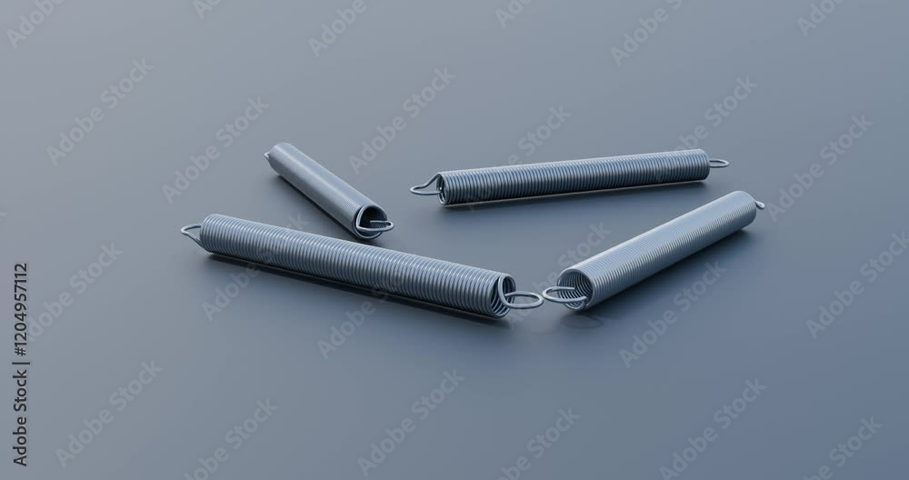 Music Wire Steel Extension Spring with Loop Ends; 3D CAD Design Spring ...