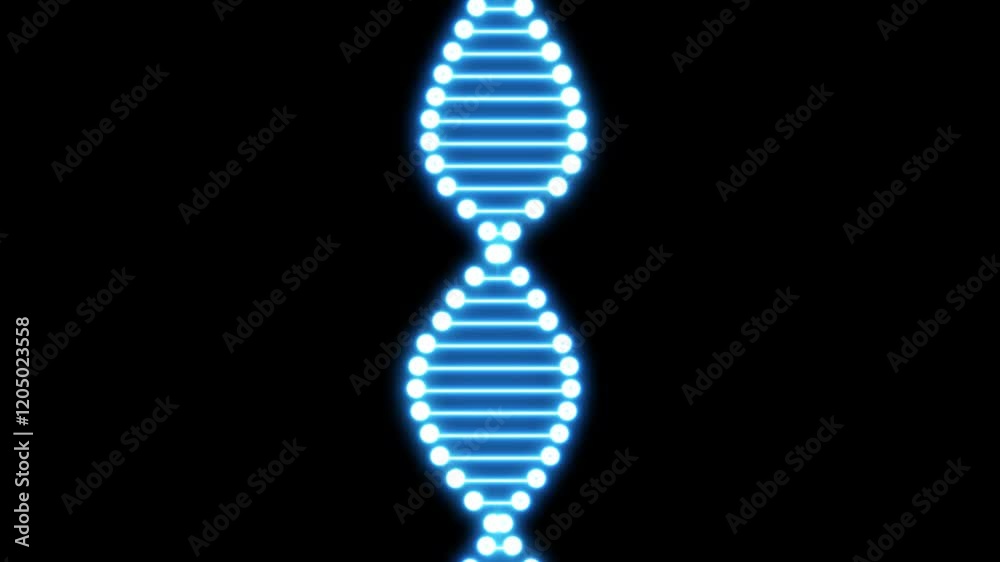 Animated DNA chain, loop. Abstract digital rotating dna molecule on ...