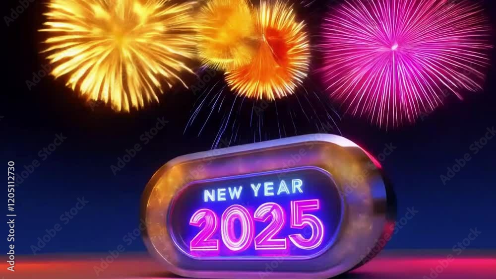 Dynamic 3D Countdown Animation to 2025 with Golden Flashes, Fireworks ...