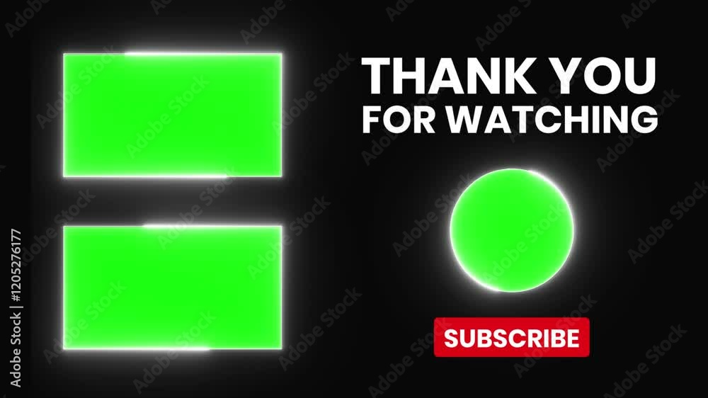 Animated end screen with Thank You For Watching and Subscribe call to ...