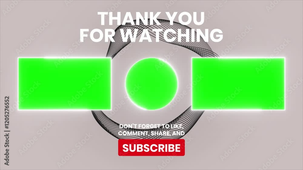 Animated end screen for videos. Features green screen placeholders for ...