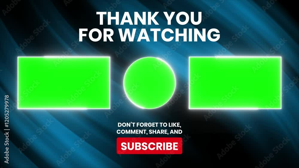 Customizable end screen animation with green screen placeholders for ...