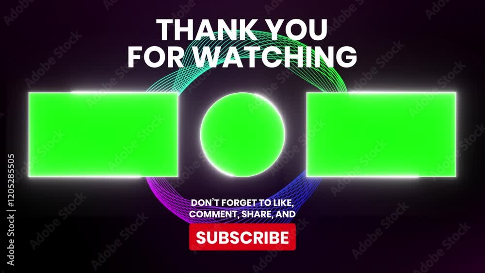 Animated end screen with Thank You for Watching, subscribe button, and ...