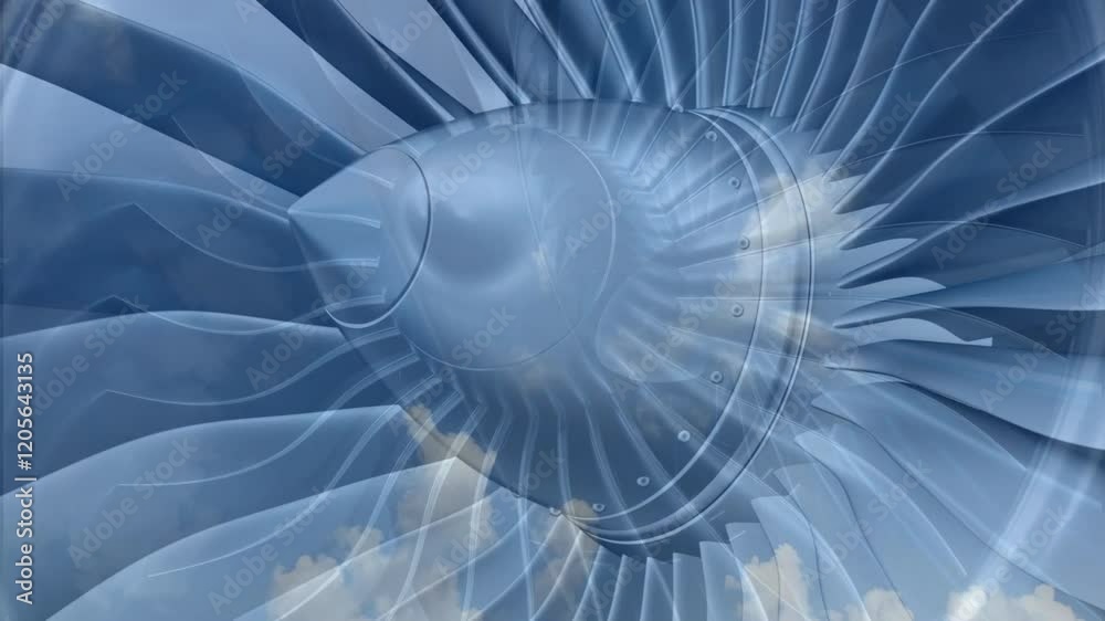 Jet Engine Technologies. Turbine Power. Spinning Turbine Blades. A ...