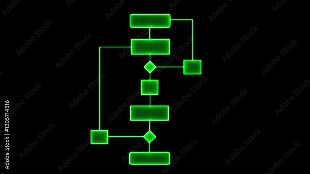 Colorful neon Block diagram, analysis scheme, logic, algorithm ...