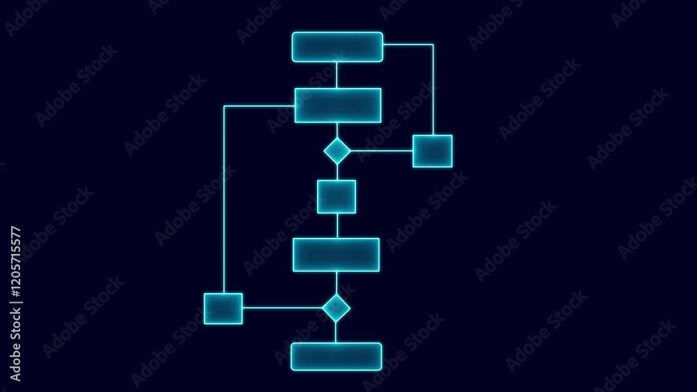 Colorful neon Block diagram, analysis scheme, logic, algorithm ...