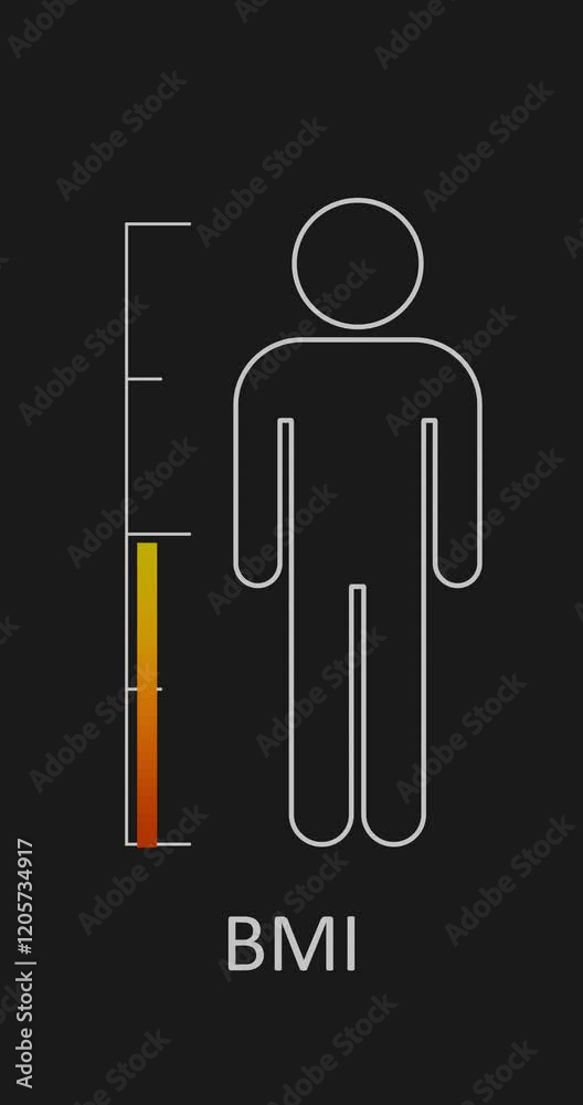 Measuring gradient scale with man simple outline silhouette. Body mass ...