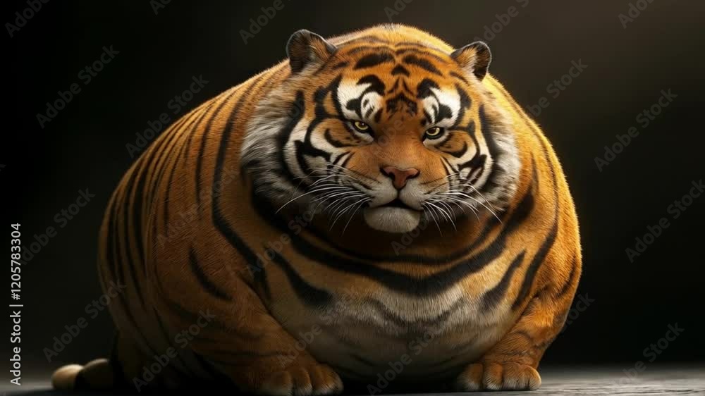 Scene of cute fat tiger animation, smooth repeating motion for ...
