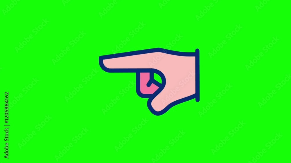 Finger pointing hand gesture animation loop on green screen background for video editing and ...