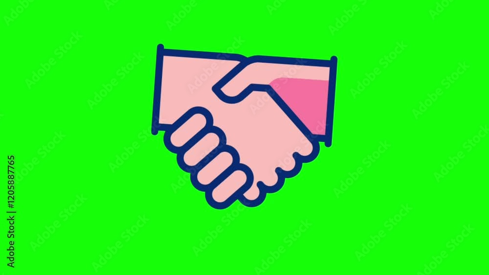 Handshake gesture animation loop on green screen background for video ...