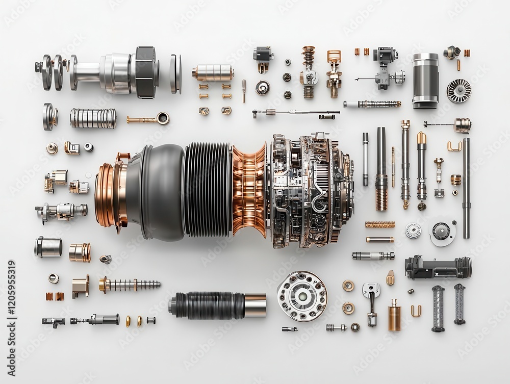 Photo & Art Print Crosssection of a turbofan jet engine with bypass ...