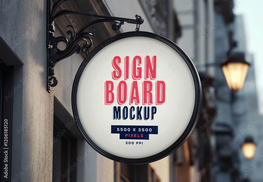Circular Signboard Mockup Generated With AI Stock Template | Adobe Stock
