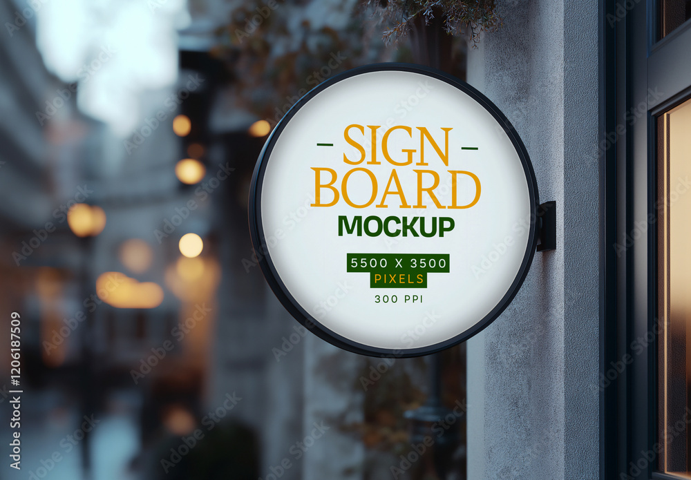 Circular Signboard Mockup Generated With AI Stock Template | Adobe Stock