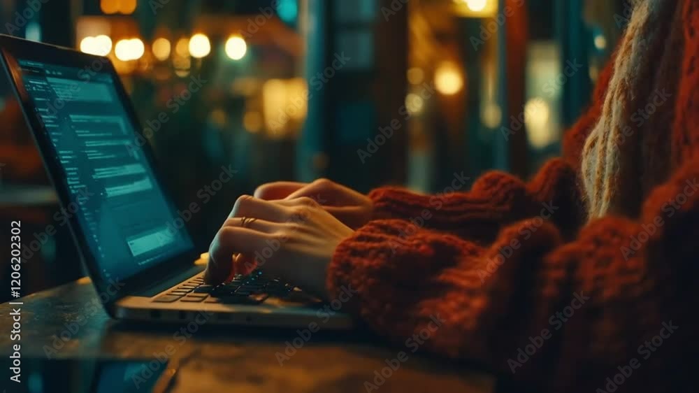 Scene of hands typing on keyboard, smooth repeating motion for ...