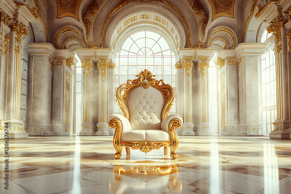 Poster Royal Splendor The Golden Throne in a Baroque Palace Hall ...