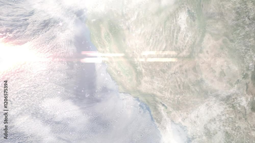 Earth zoom in from space and focus on Hanford, California, USA ...