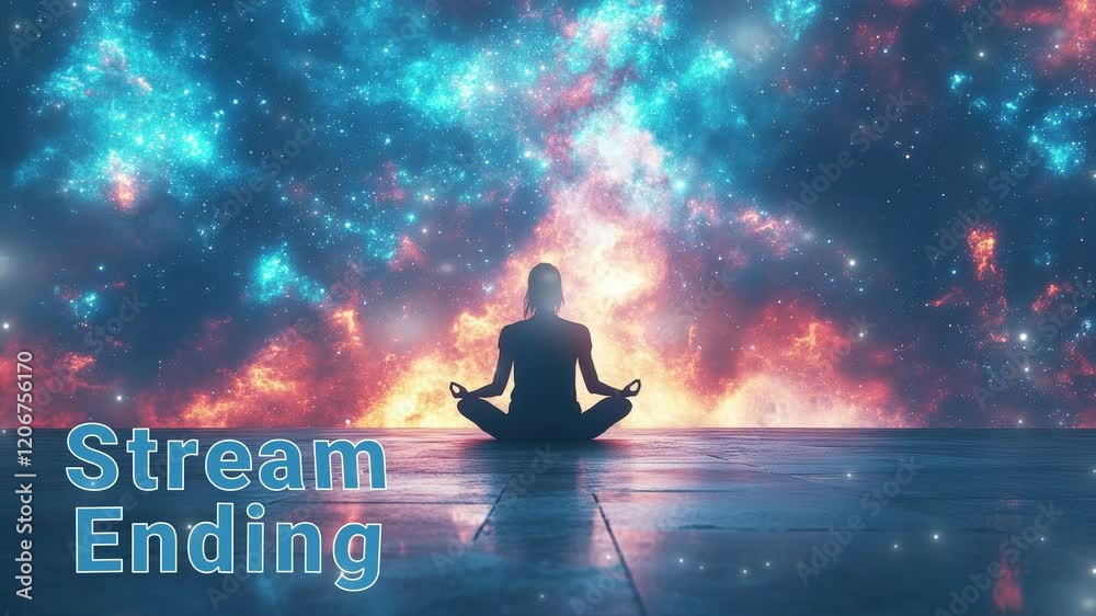 Meditative stillness under a cosmic backdrop of stars. stream ending ...