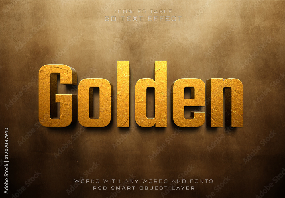 Textured Gold Text Effect Mockup Stock Template | Adobe Stock