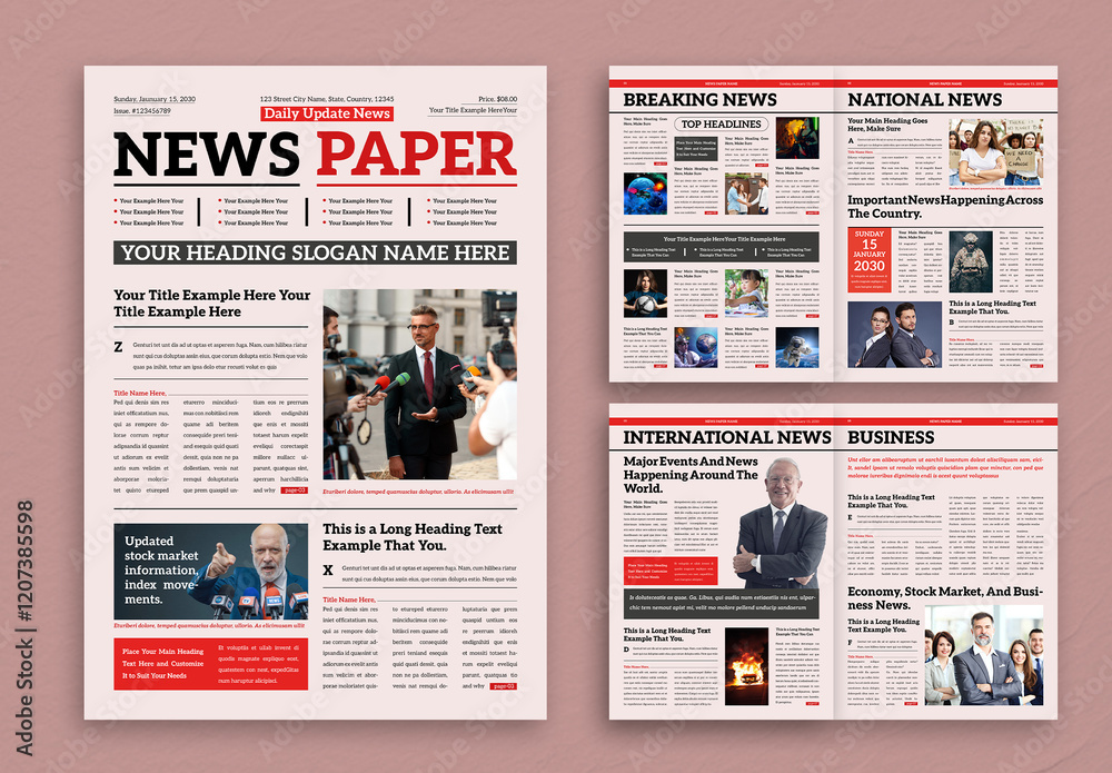 Newspaper Template Layout Stock Template | Adobe Stock