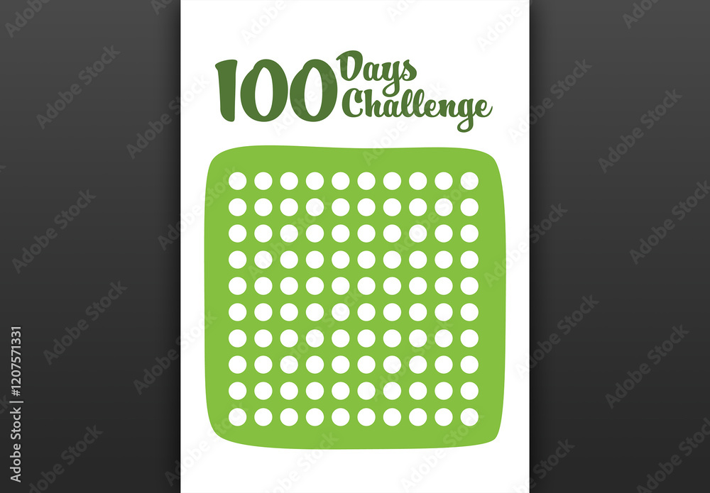 100 Days Challenge Visual Grid layout template for print Stock Template ...