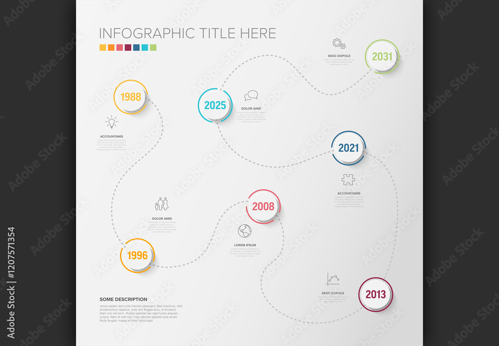 Infographic timeline report template with icons and simple content ...